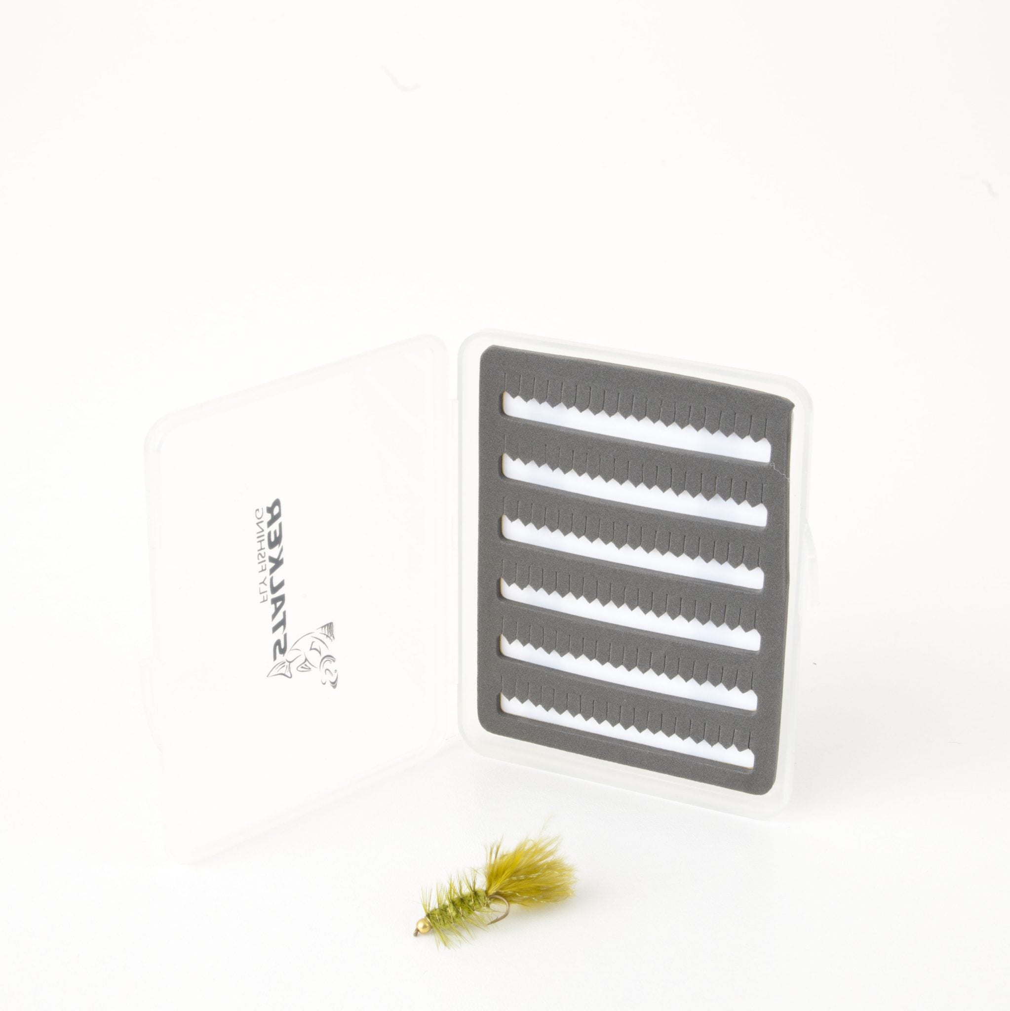 Stalker Grey Slit Foam Fly Box 38 - Hurleys Fly Fishing